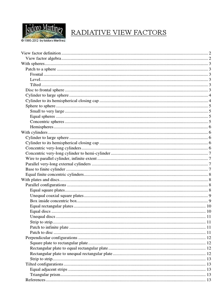 Radiation View Factors | PDF | Sphere | Rectangle