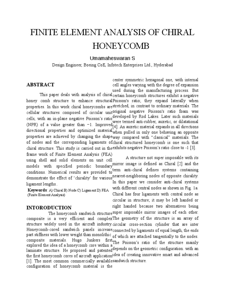 Chiral Honeycomb FEA Analysis | PDF | Nature