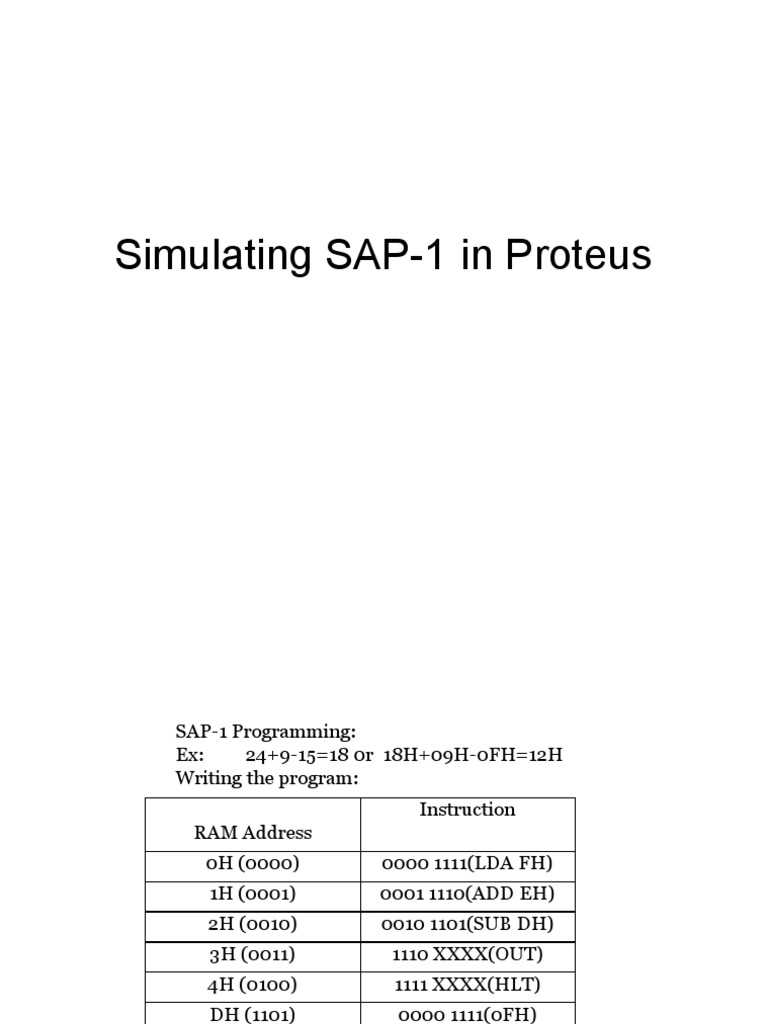 Simulating SAP-1 in Proteus | PDF