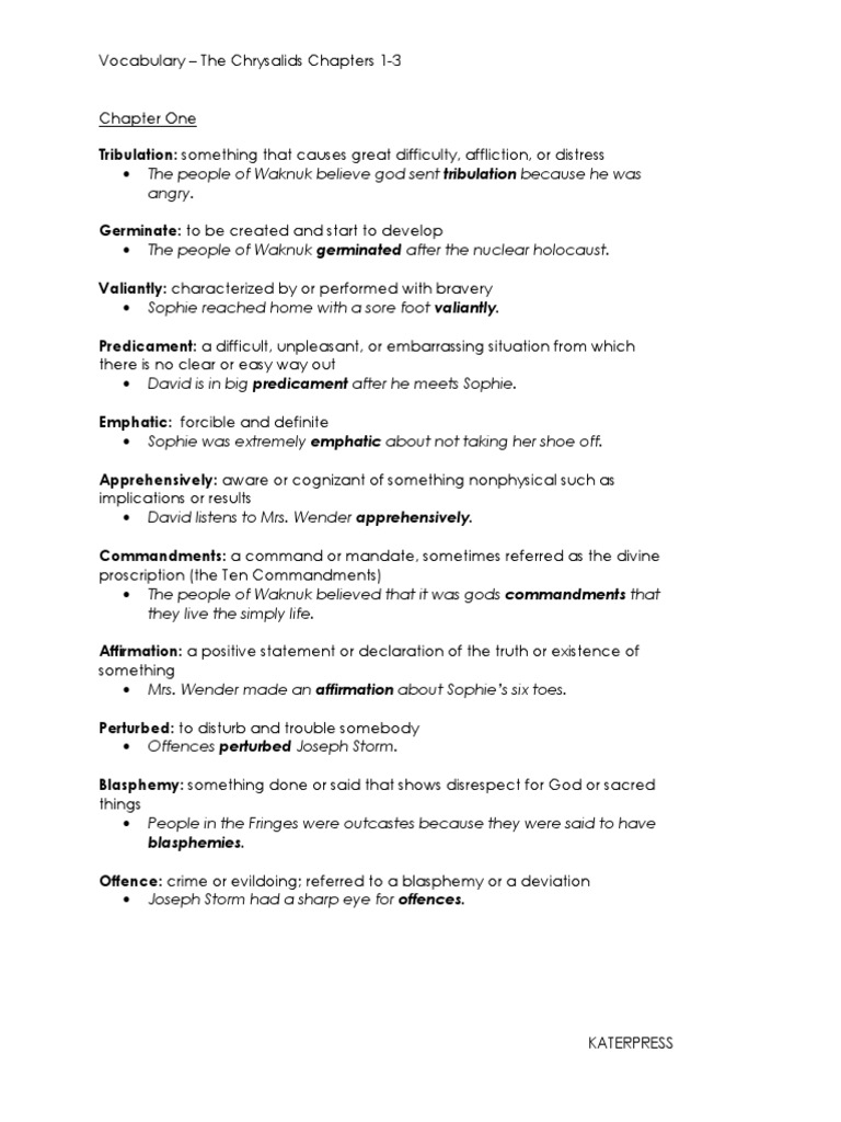 The Chrysalids Vocabulary | PDF