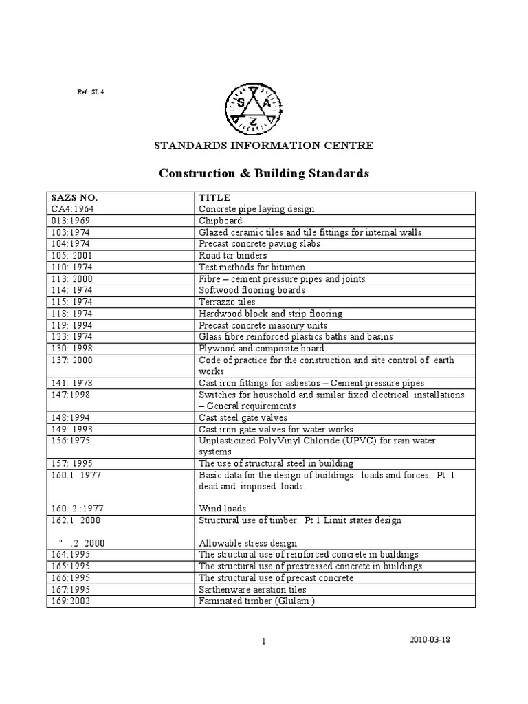 SAZ Construction & Building Standards List | PDF | Paint | Lumber