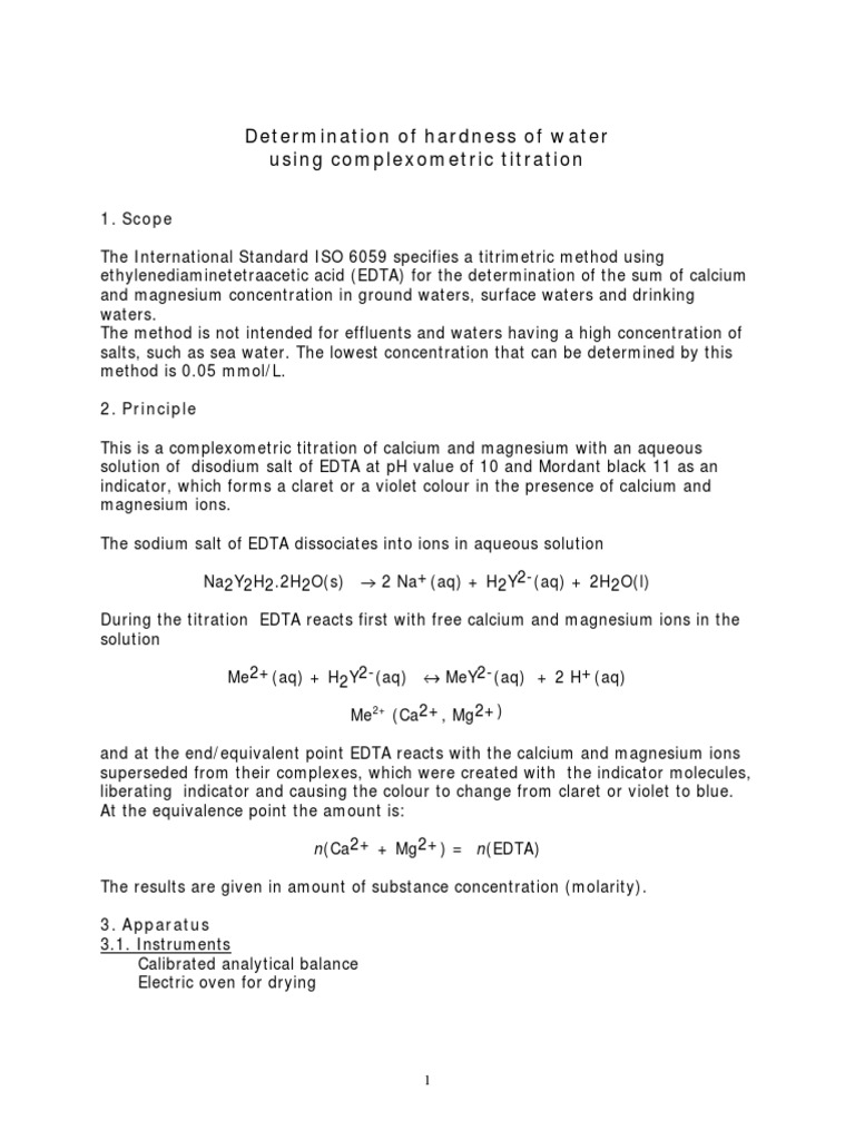 Determination of Hardness of Water (Step-By-Step Plan) | PDF | Molar Concentration | Titration