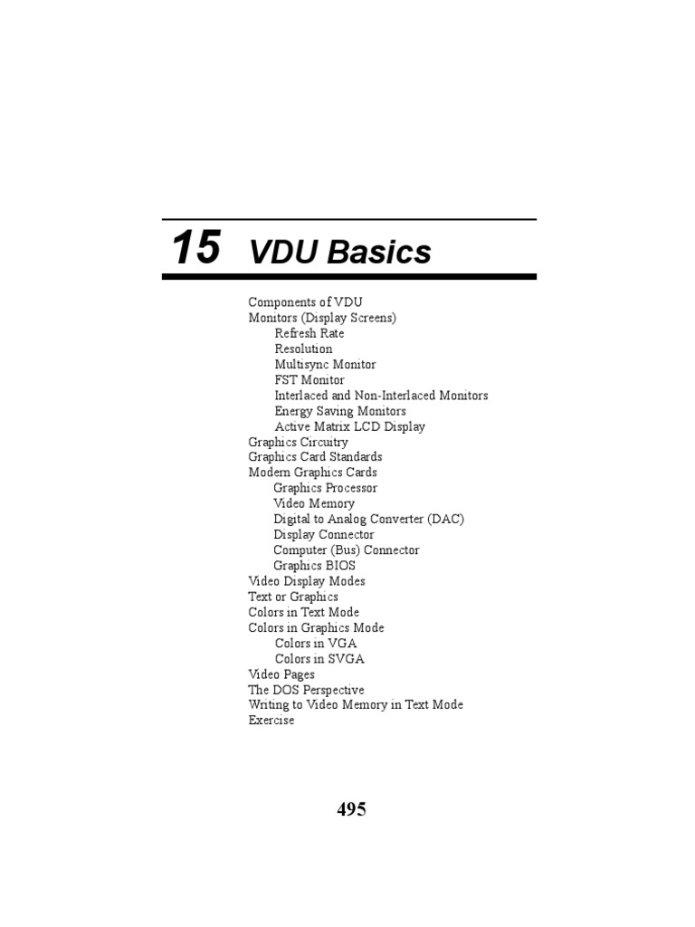 VDU Basics | Computer Monitor | Display Resolution