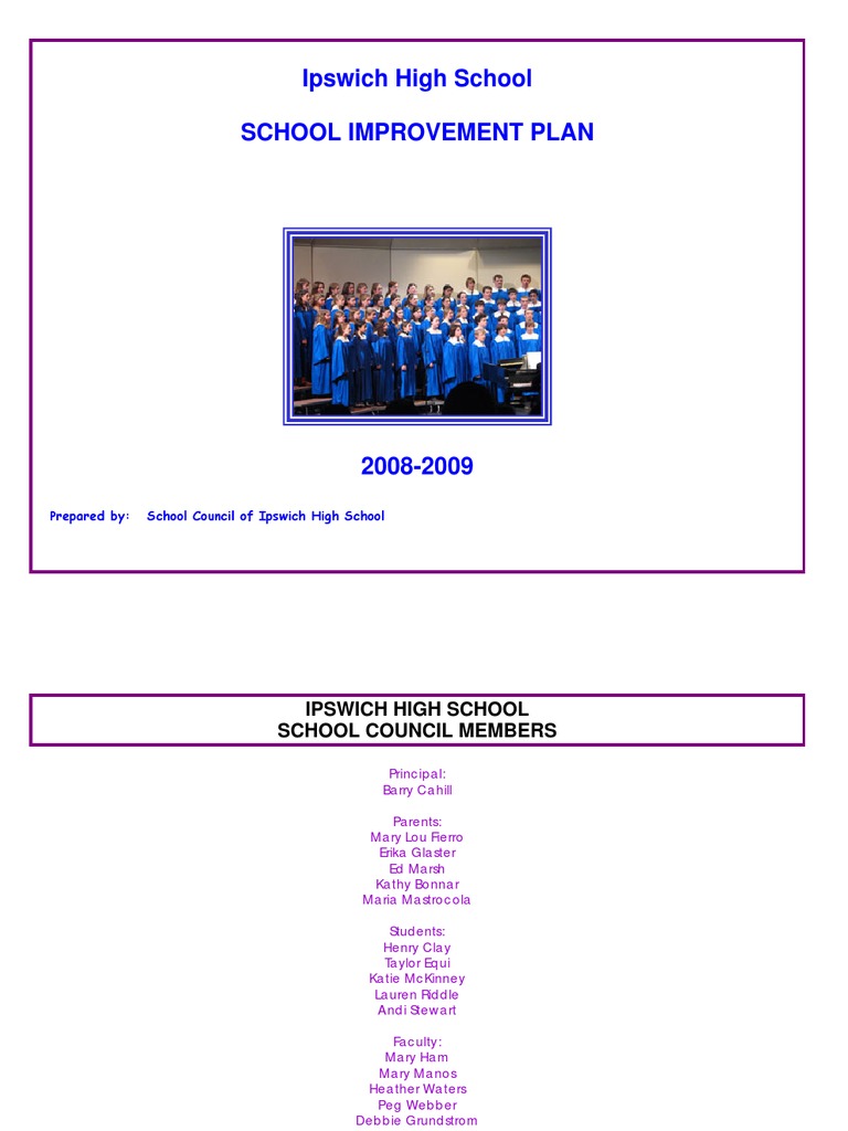 School Improvement Plan 2008-2009 | PDF | Mentorship | Goal