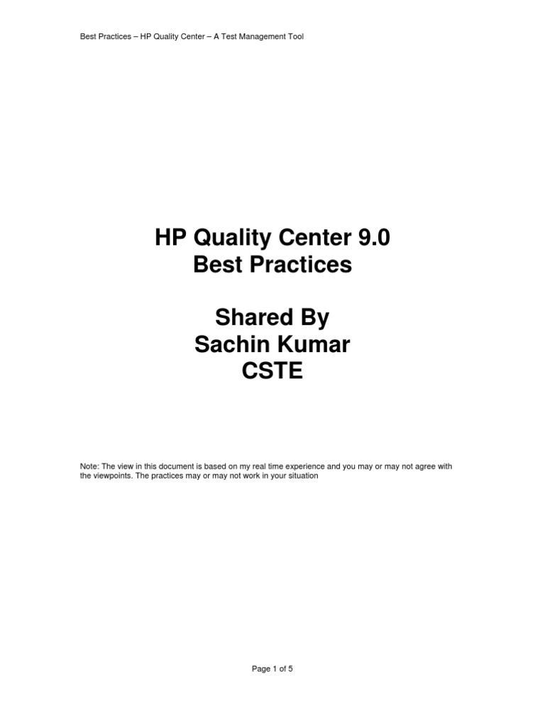Best Practices - HP Quality Center - A Test Management | PDF | Use Case ...