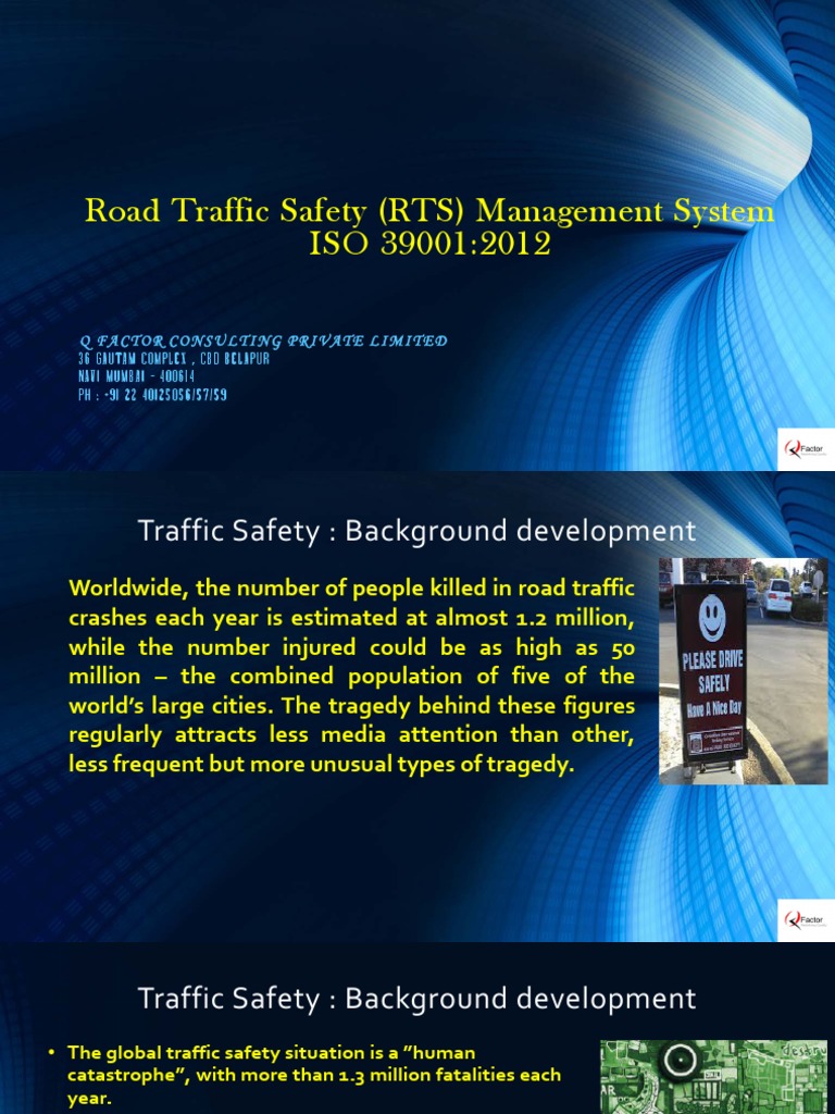 Road Traffic Safety (RTS) Management System ISO 39001:2012 | PDF ...