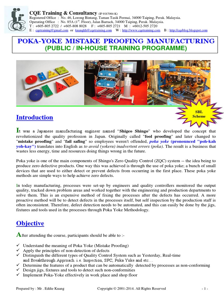 Poka Yoke Mistake Proofing Manufacturing | PDF | Accountability ...