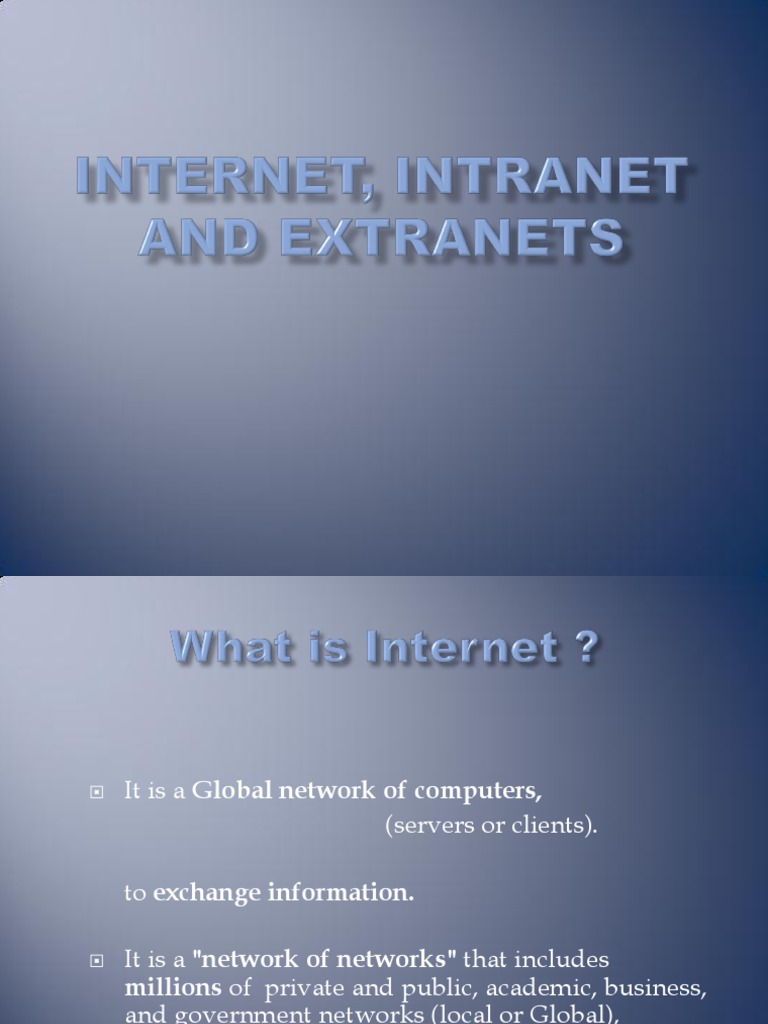 Internet Intranet Extranet | PDF | Computer Network | Internet