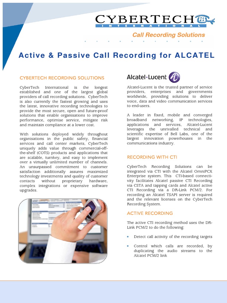 PDF CYBERTECH CyberTech ALCATEL CTI For Active Passive Recording | PDF ...