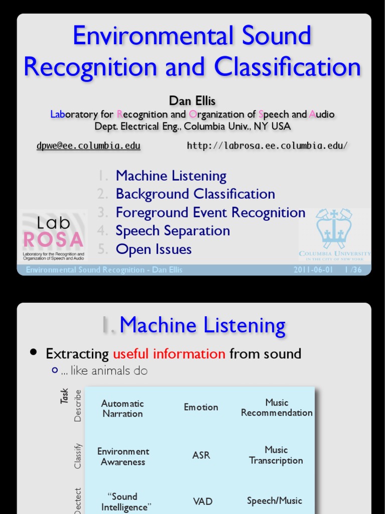 Environmental Sound Recognition and Classification | PDF | Algorithms | Cognitive Science
