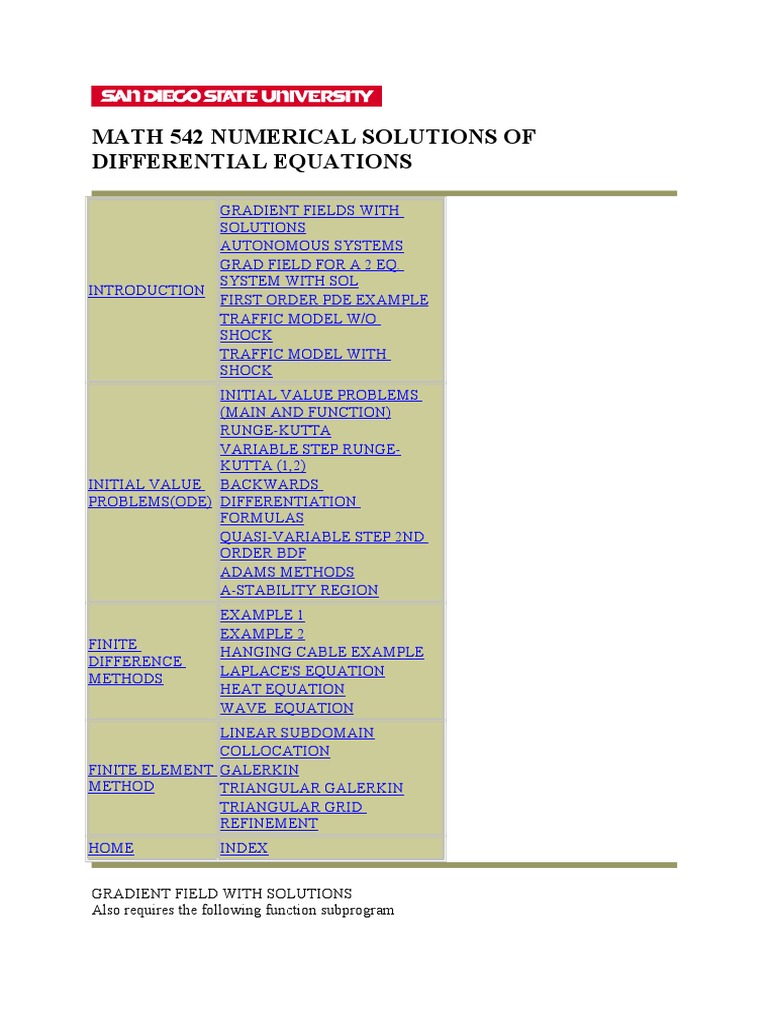 Math 542 Numerical Solutions of Differential Equations | PDF | Partial ...