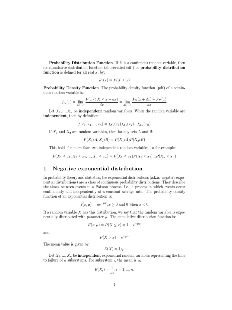 Negative Exponential Distribution | PDF | Probability Distribution | Probability Theory