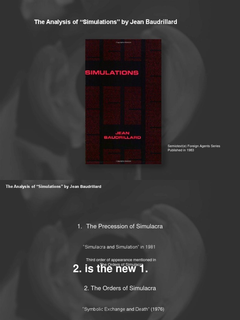 Baudrillard's Simulations Analysis | PDF | Representation (Arts ...