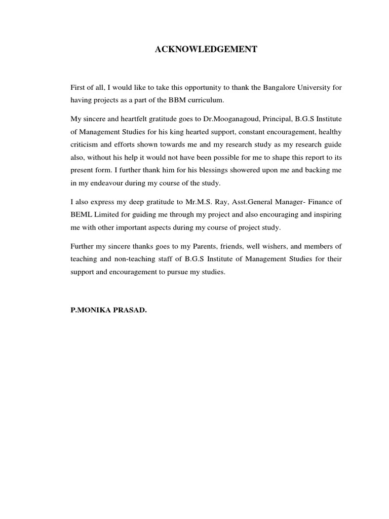 Acknowledgement | PDF | Self-Improvement | Wellness