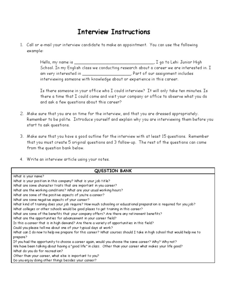 Interview Instructions | PDF | Interview | Communication