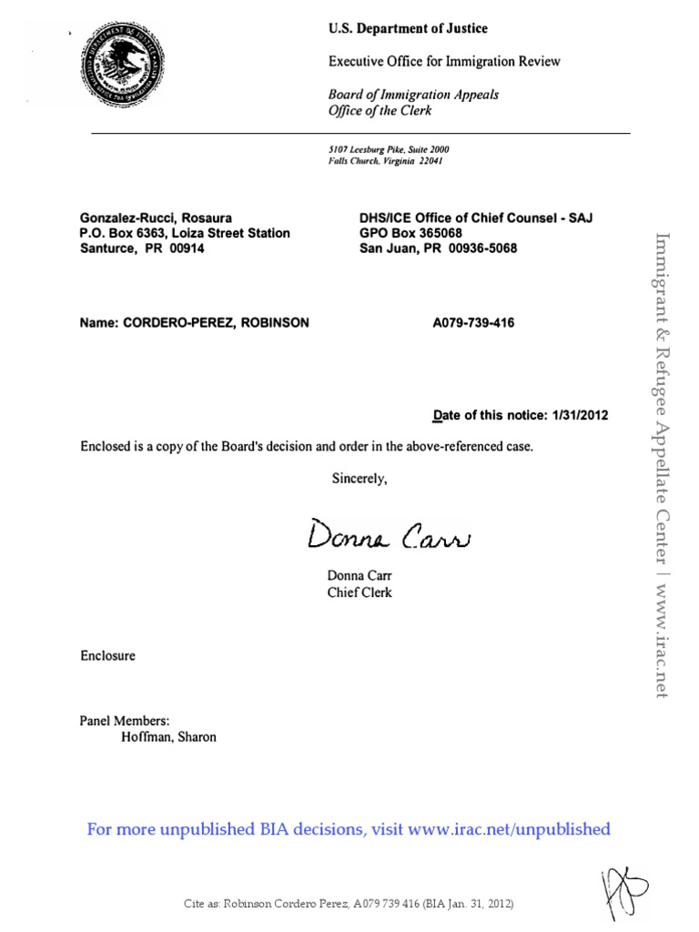Robinson Cordero Perez, A079 739 416 (BIA Jan. 31, 2012) | PDF ...