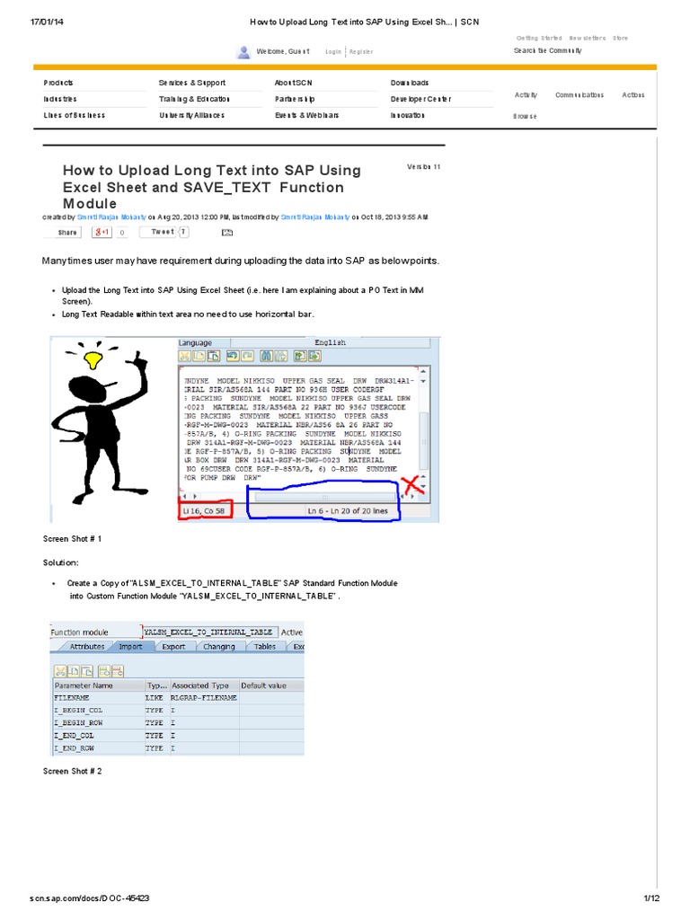 How To Upload Long Text Into SAP Using Excel Sh.. | PDF | Filename ...