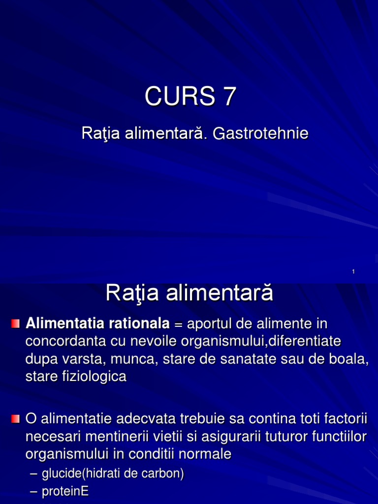 Ratia Alimentara Gastrotehnie | PDF