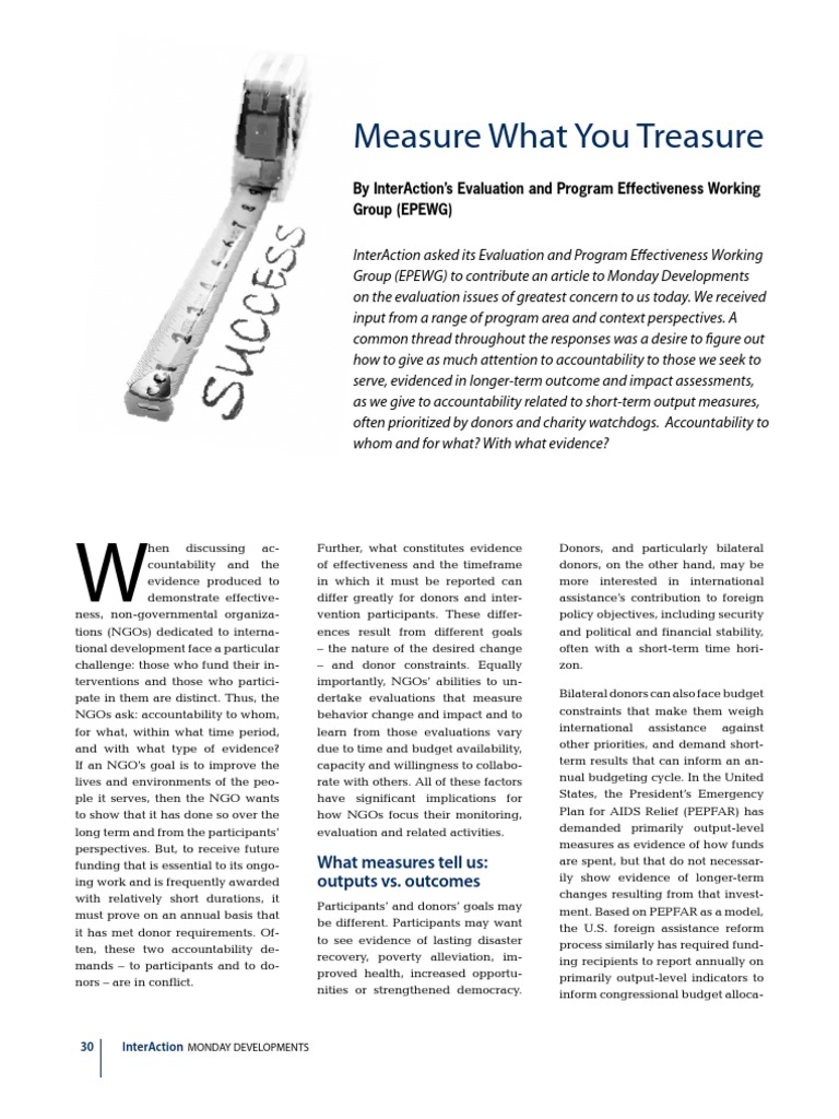 Measure What You Treasure EPEWG February 08 | PDF | Aid Effectiveness ...