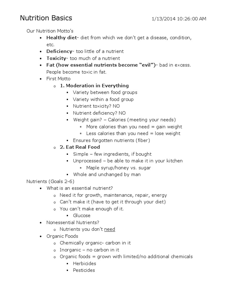 Nutrition Basics Notes | Download Free PDF | Nutrients | Food Energy