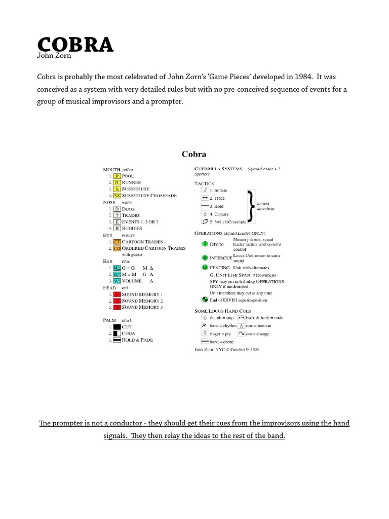 Cobra Sheet - Zorn | PDF
