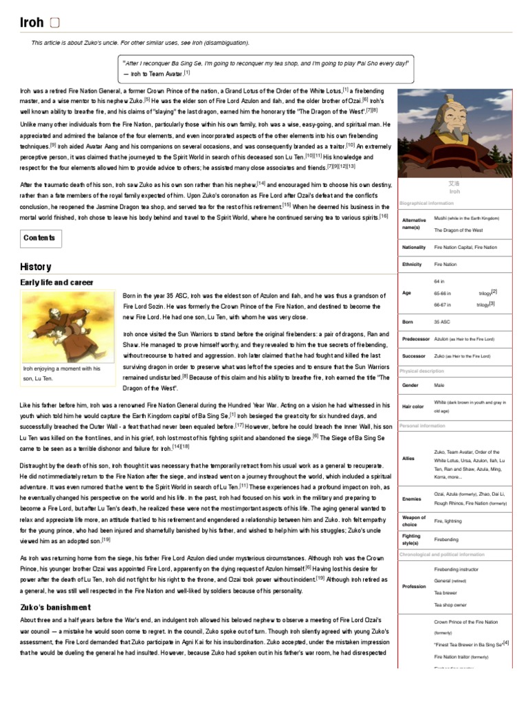 General Iroh Bio | PDF