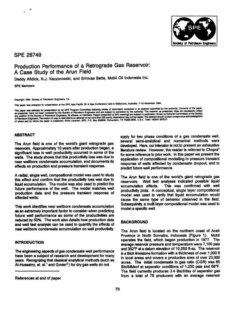 I SPE 28749 Production Performance of A Retrograde Gas Reservoir: A ...