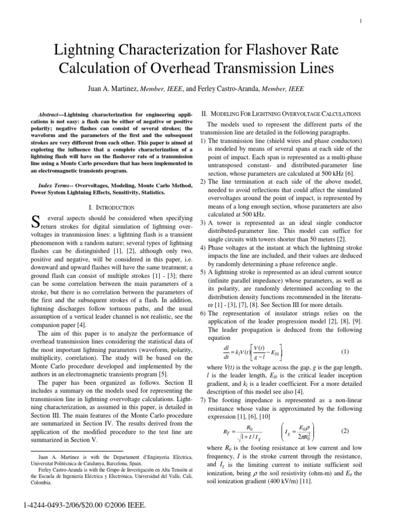 Lightning Characterization For Flashover Rate Calculation of Overhead ...