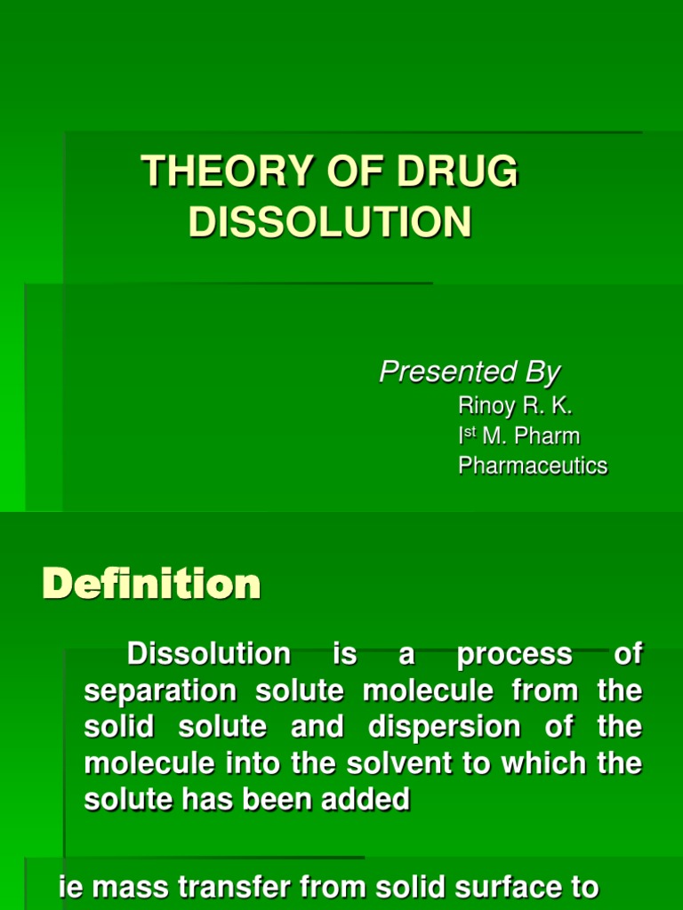 Theory of Drug Dissolution | Dissolution (Chemistry) | Solution