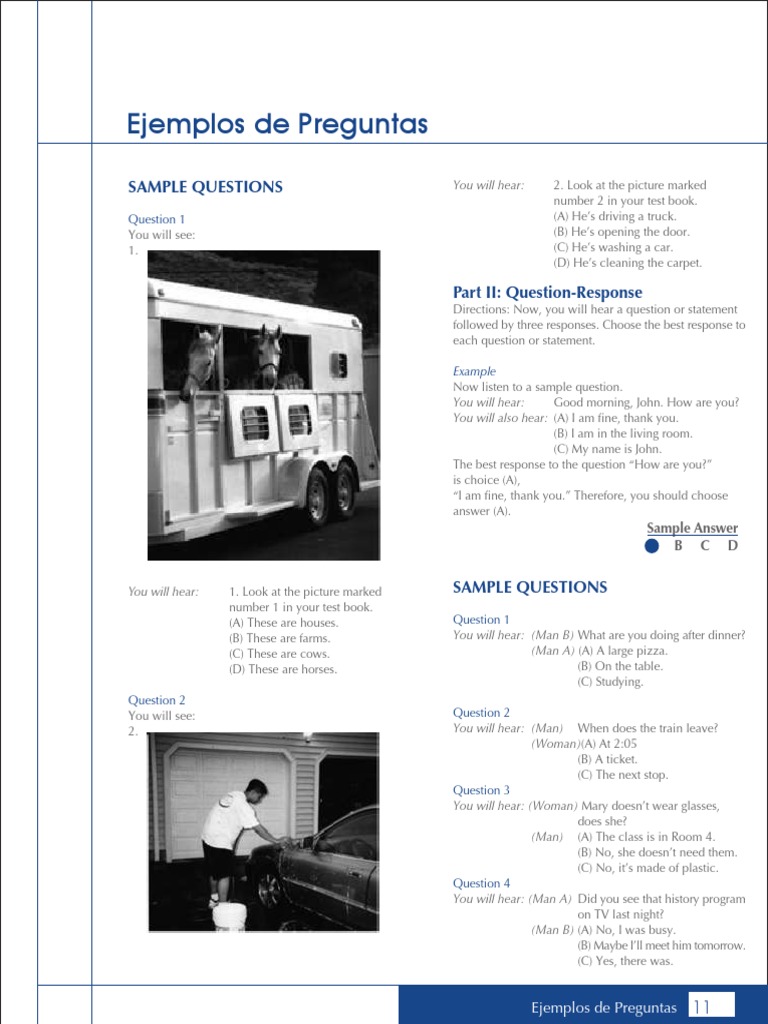 Ejemplos de Preguntas: Sample Questions | PDF | Sentence (Linguistics ...