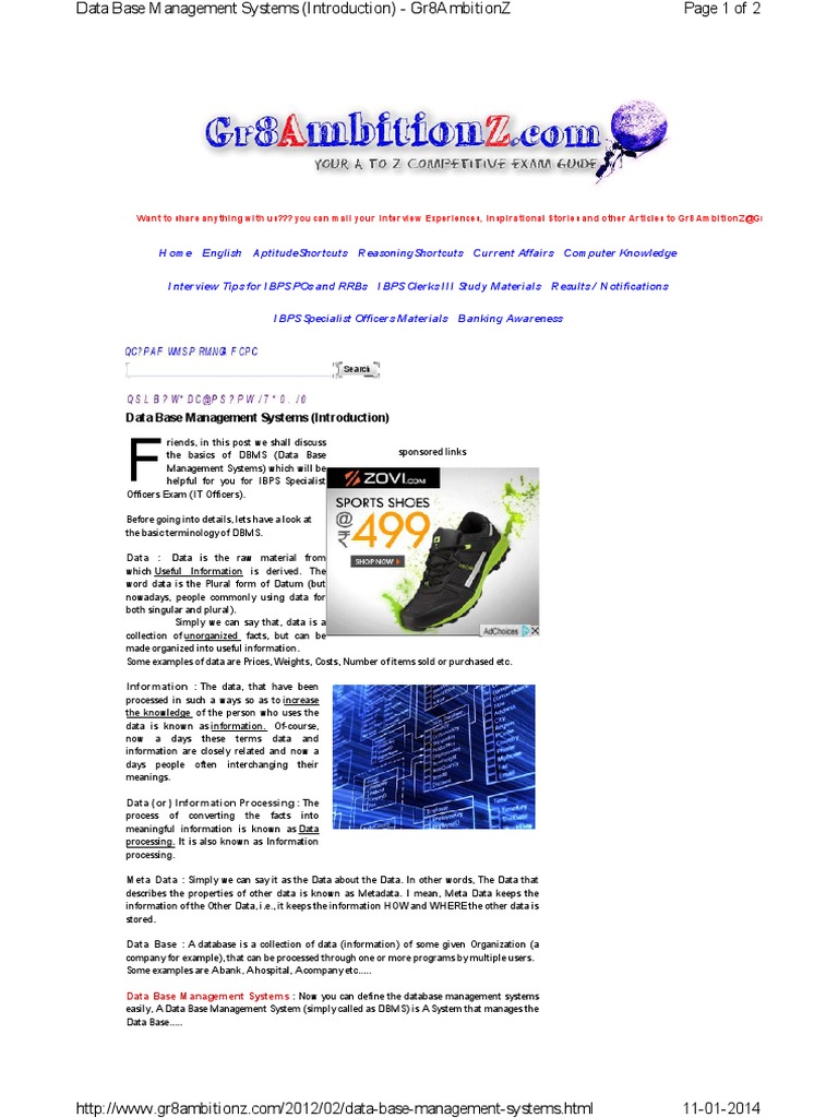 001data Base Management Systems Html Pdf Databases Data 6464