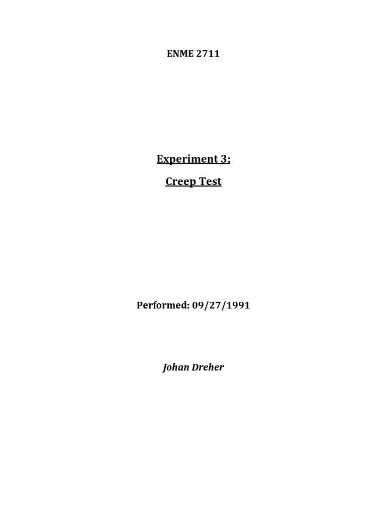 Creep Test Lab Report | PDF | Creep (Deformation) | Deformation ...