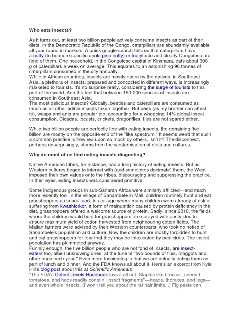 The Case for Entomophagy: Exploring the Environmental, Nutritional, and ...