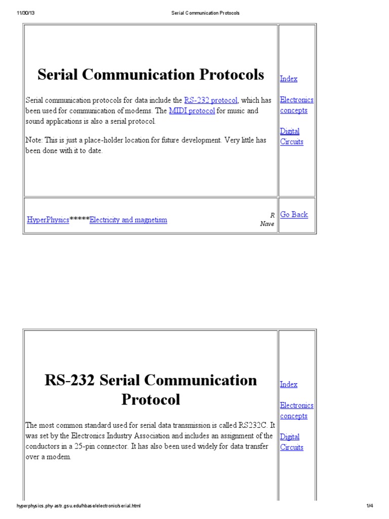 Serial Communication Protocols | PDF | Modem | Data Transmission