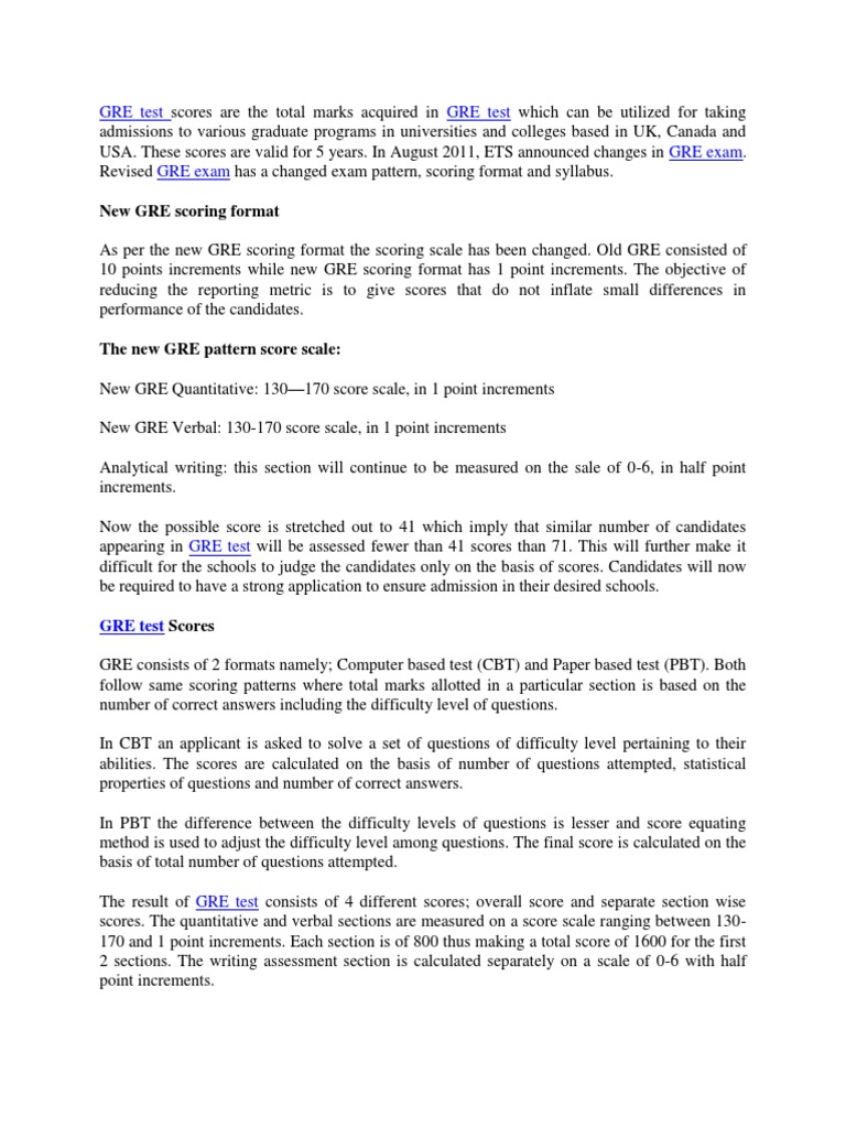 New GRE Scoring Format: GRE Test GRE Test GRE Exam GRE Exam | PDF ...