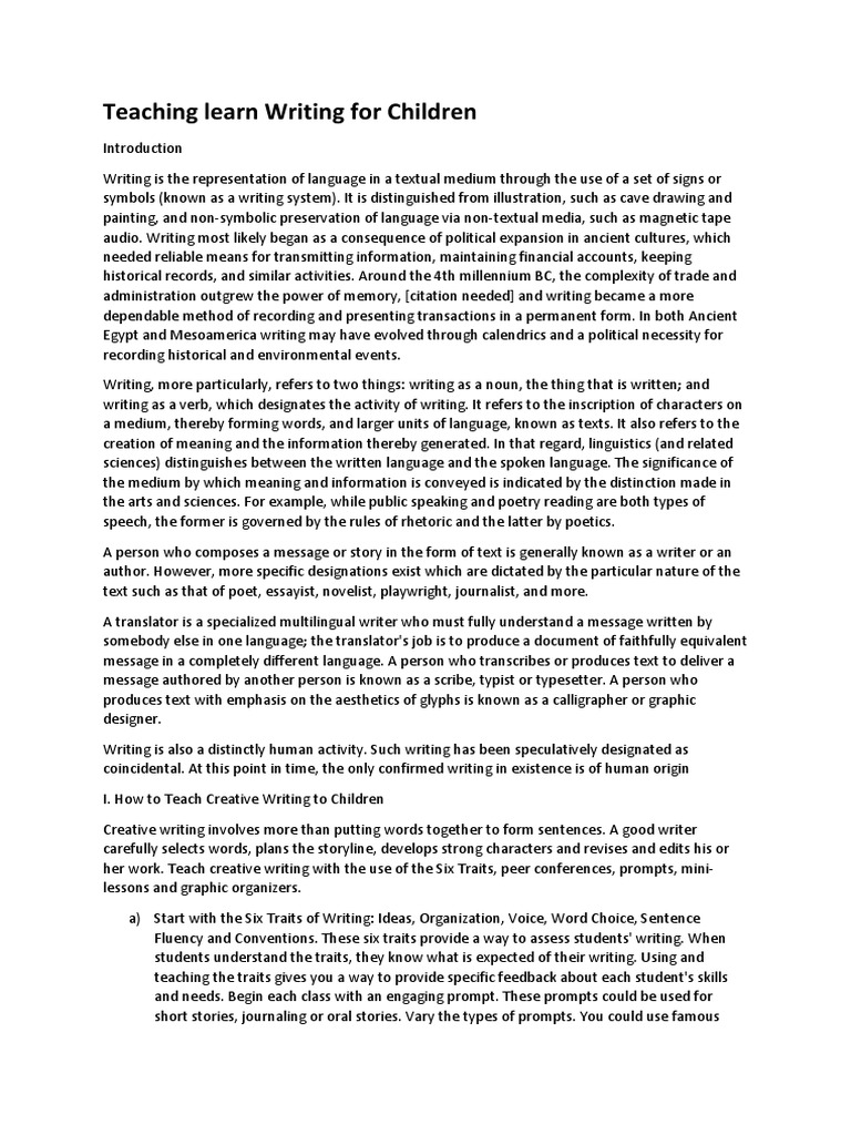 Teaching Learn Writing For Children | PDF | Learning Disability | Writing