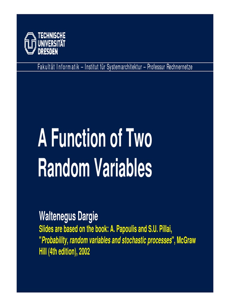 A Function of Two Random Variables: Waltenegus Dargie G G | PDF ...