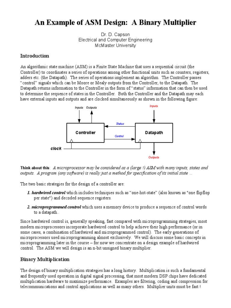 ASM Binary Multiplier Design | PDF | Multiplication | Arithmetic