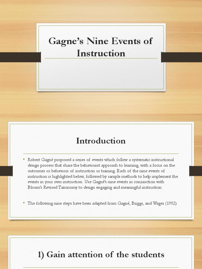 Gagne's Nine Events of Instruction | PDF | Attention | Recall (Memory)