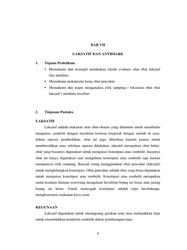 Panduan Praktikum Laksatif dan Antidiare | PDF