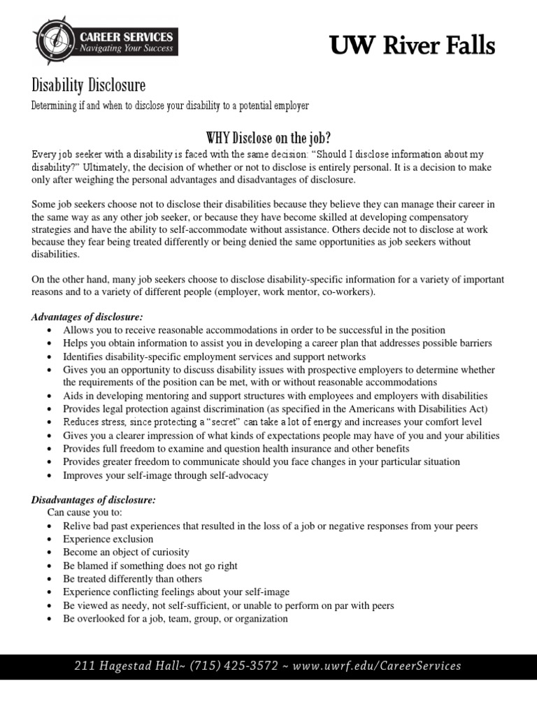 Hand Out Disability Disclosure | PDF | Disability | Mentorship