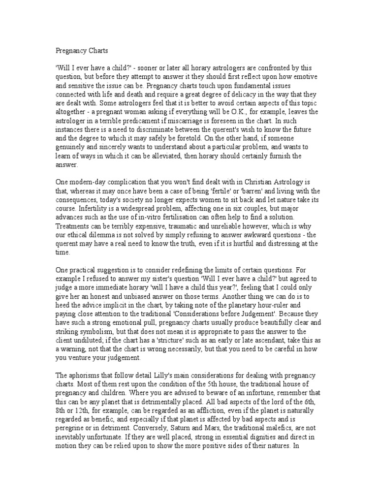 Pregnancy Charts | PDF | Infertility | Astrology