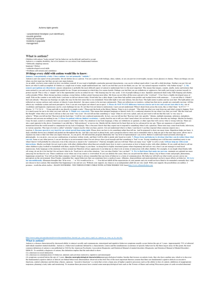 Autismul DPDV Genetic | PDF | Autism | Autism Spectrum