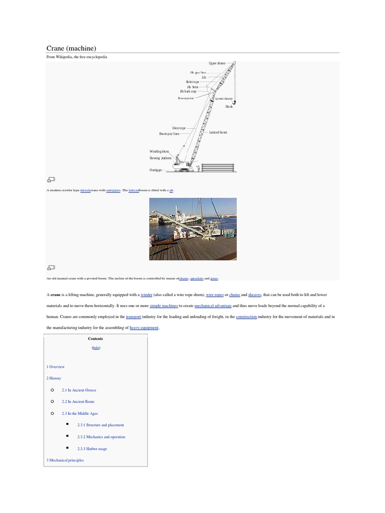 Crane Dictionary | PDF | Crane (Machine) | Lever