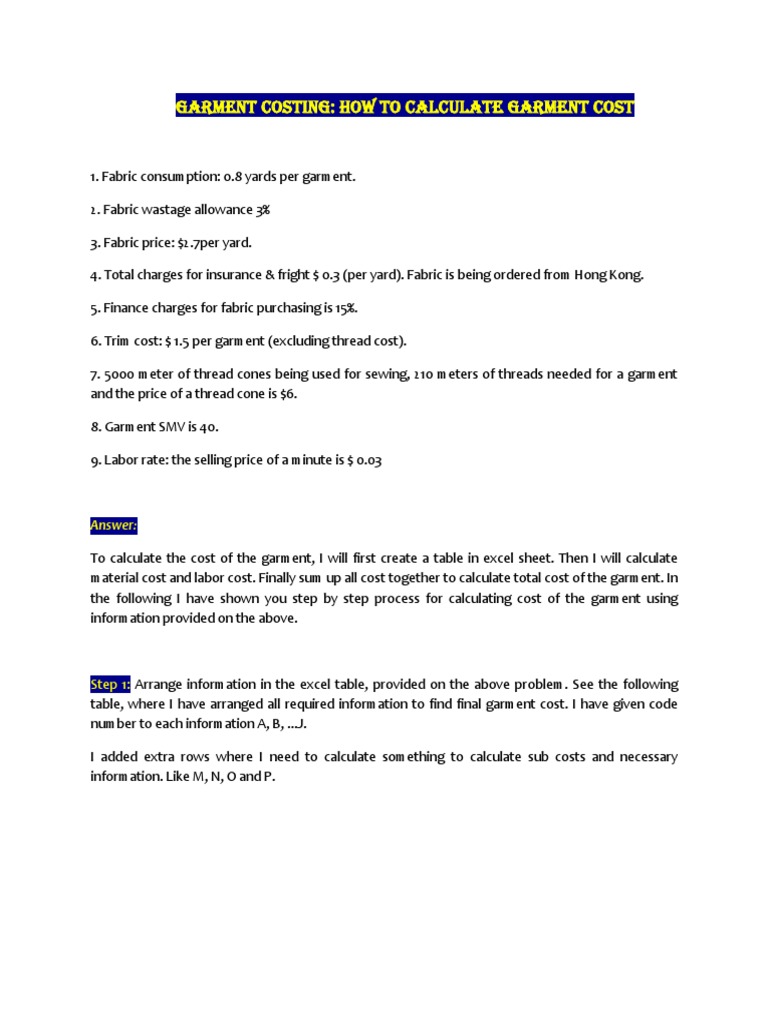 Garment Costing | PDF