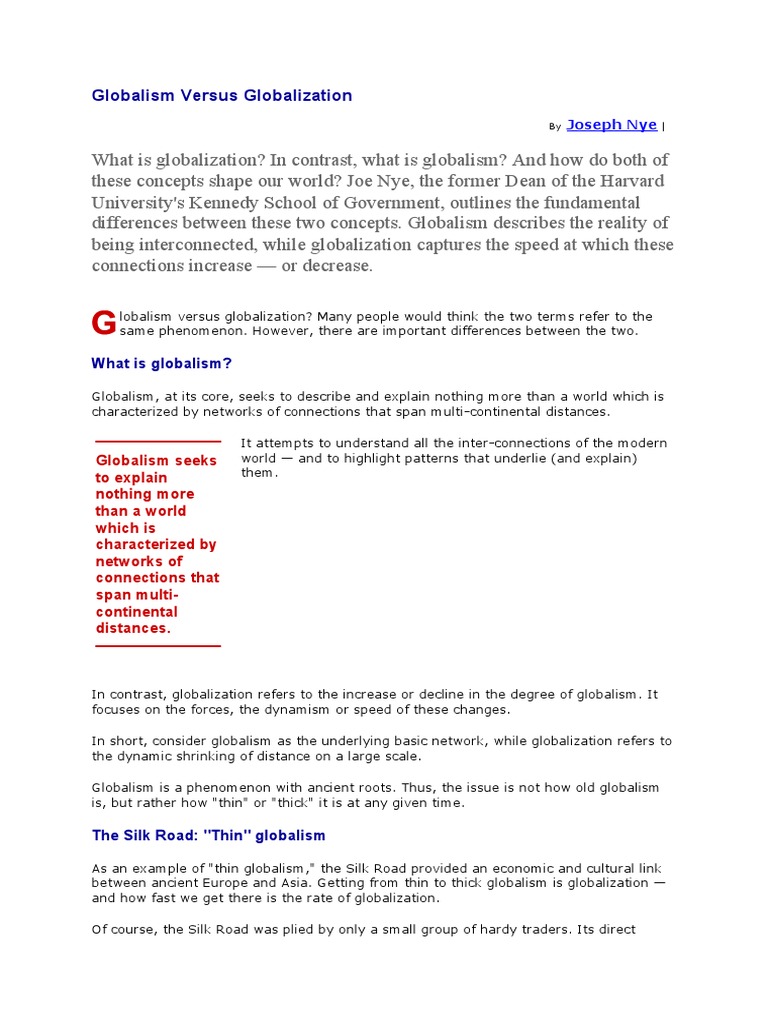 Globalism vs. Globalization Explained | PDF | Nature