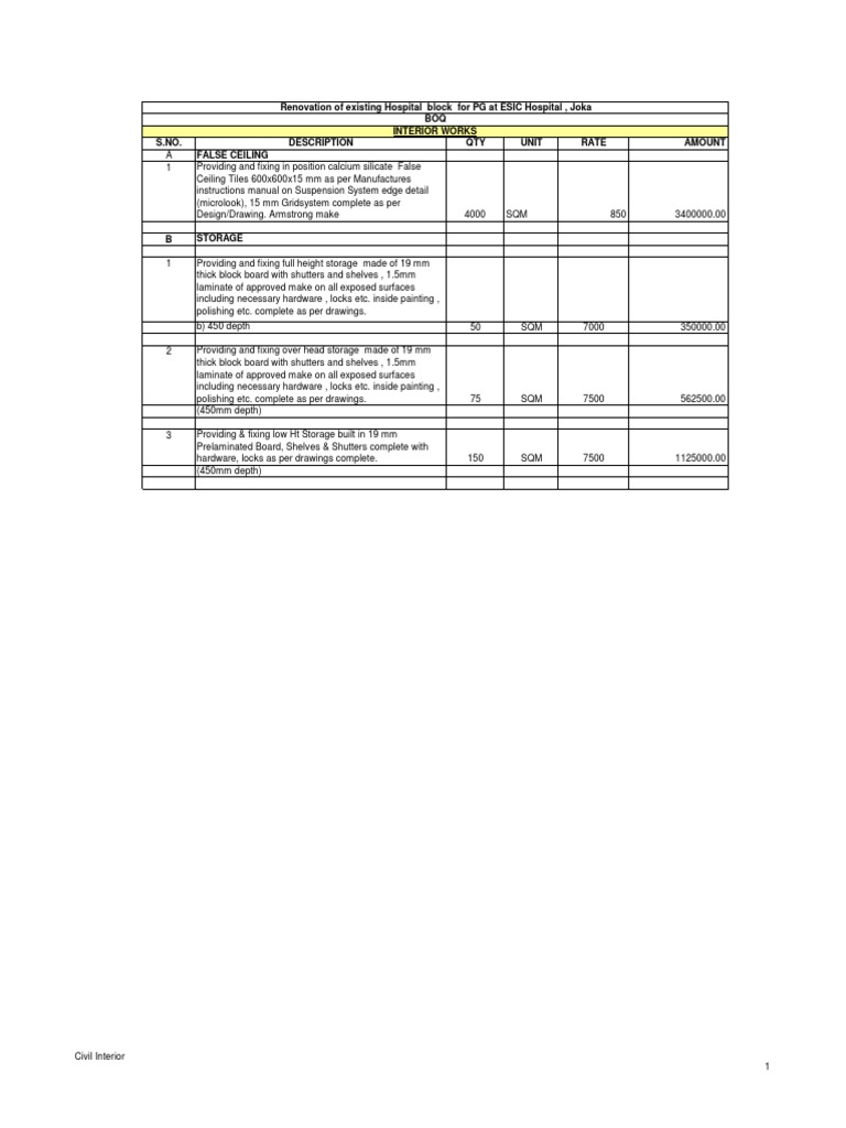 Boq Interior | PDF | Materials | Building Materials