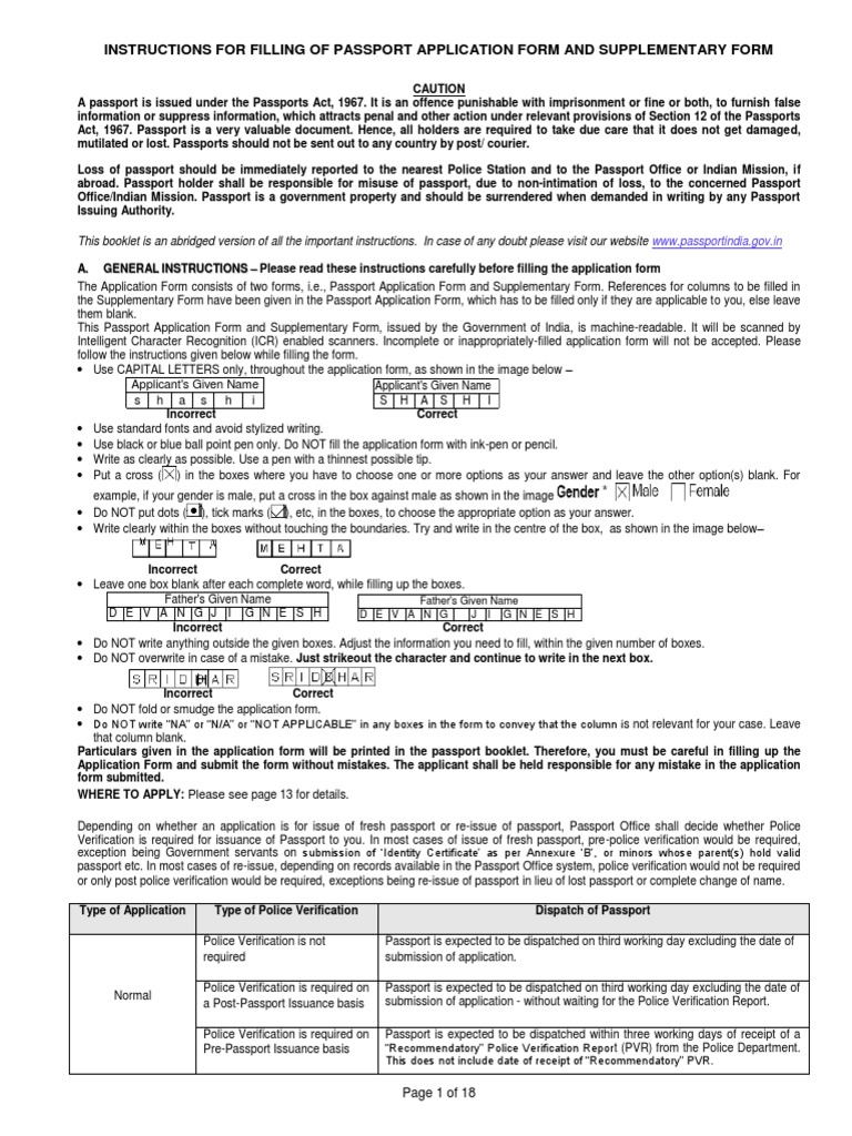 Passport Instruction | Passport | Birth Certificate