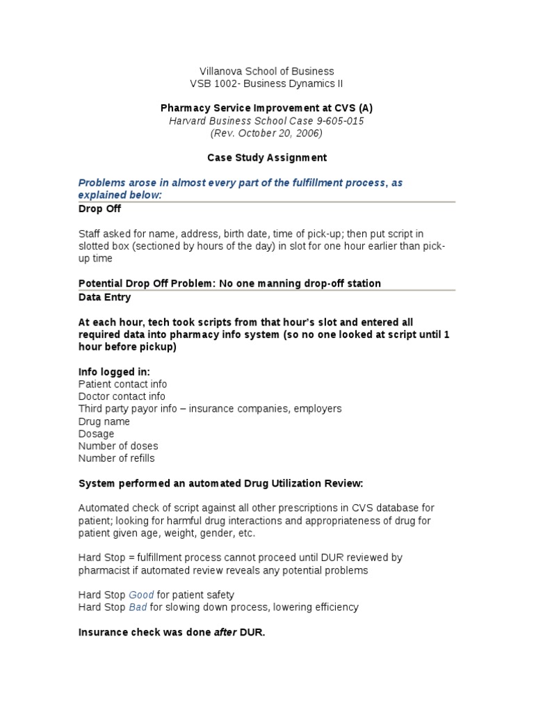 CVS Case Assignment Solution | PDF | Healthcare Management | Pharmacy