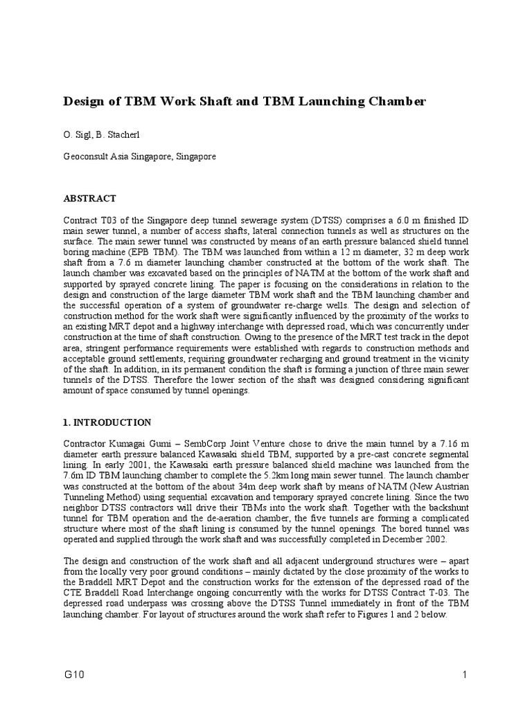 Design of TBM Work Shaft and TBM Launching Chamber Singapore | PDF ...
